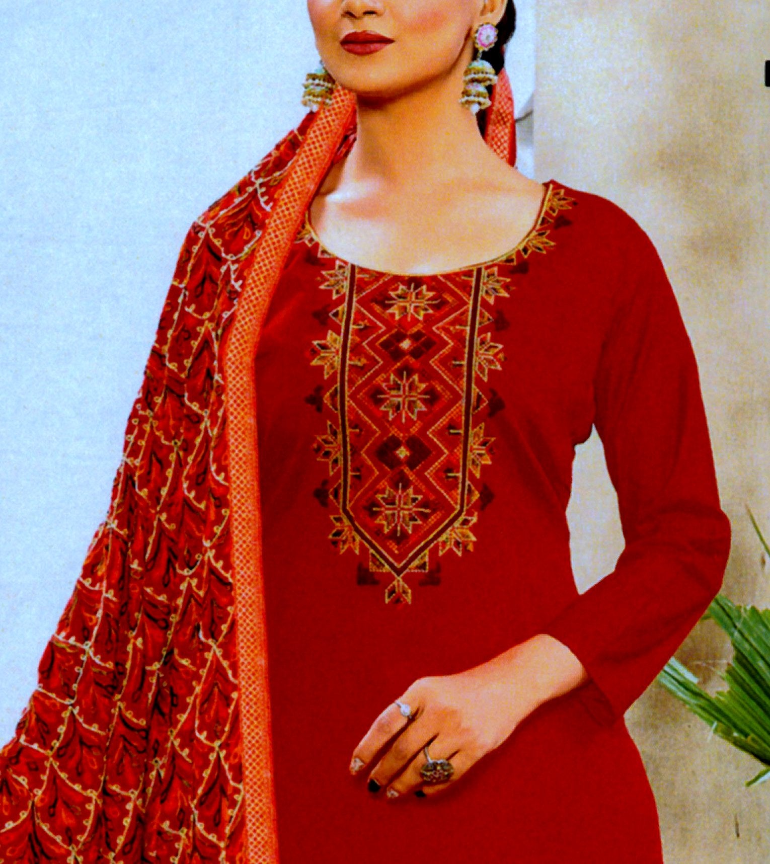 Designer Partywear Fulkari Dupatta Salwar Kameez Suit Embroidered Dres ...